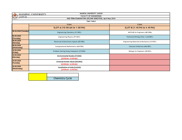 Ete Time Table | PDF | Technology & Engineering