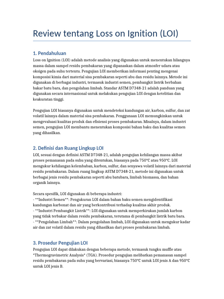 Review Loss on Ignition 10 Pages | PDF
