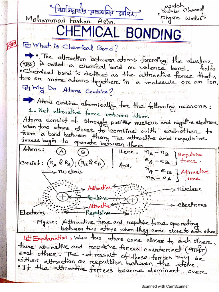 Chemical Bonding Hand Note | PDF