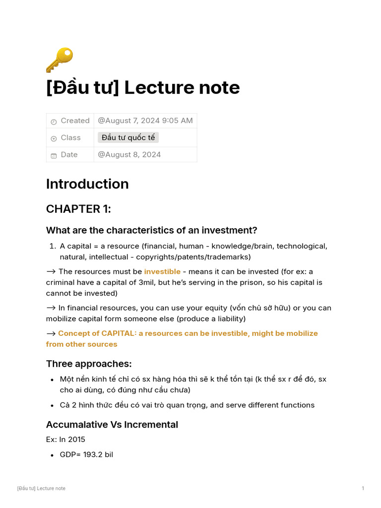 Dau Tu - NOTE | PDF