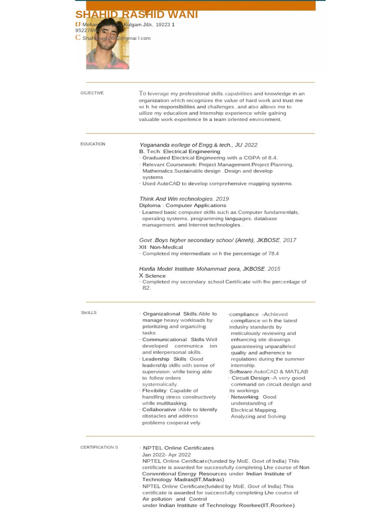 Resume of Shahid Rashid | PDF | Art