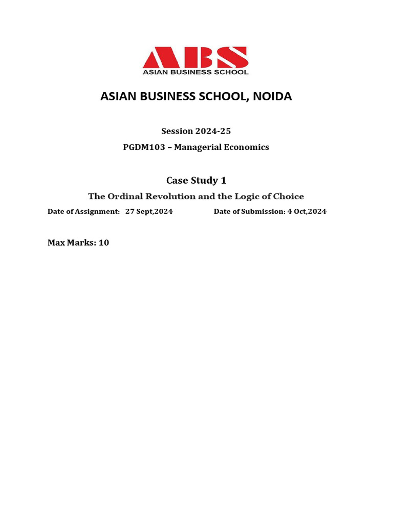 Ordinal Utility Case | PDF