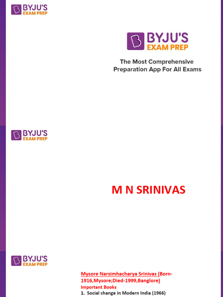 Sociology of M.N. Srinivas | PDF | Social Science | Science & Mathematics