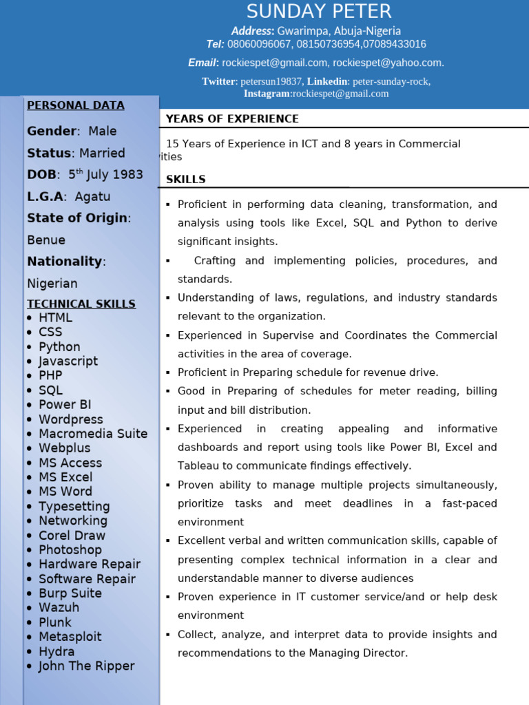 Peter Sunday Resume Latest CM | PDF | Cisco Certifications | Career ...