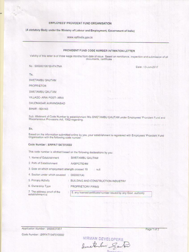 EPF Registration | PDF