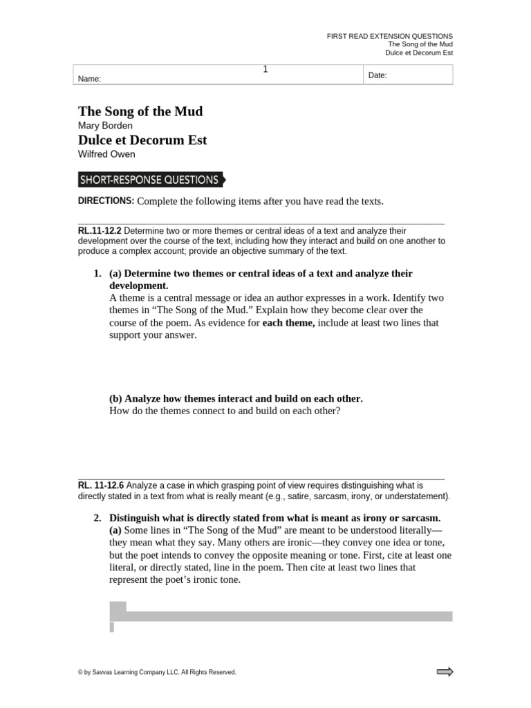 My Pers U 1 Poet Coll 2 (1st Read QS) | PDF