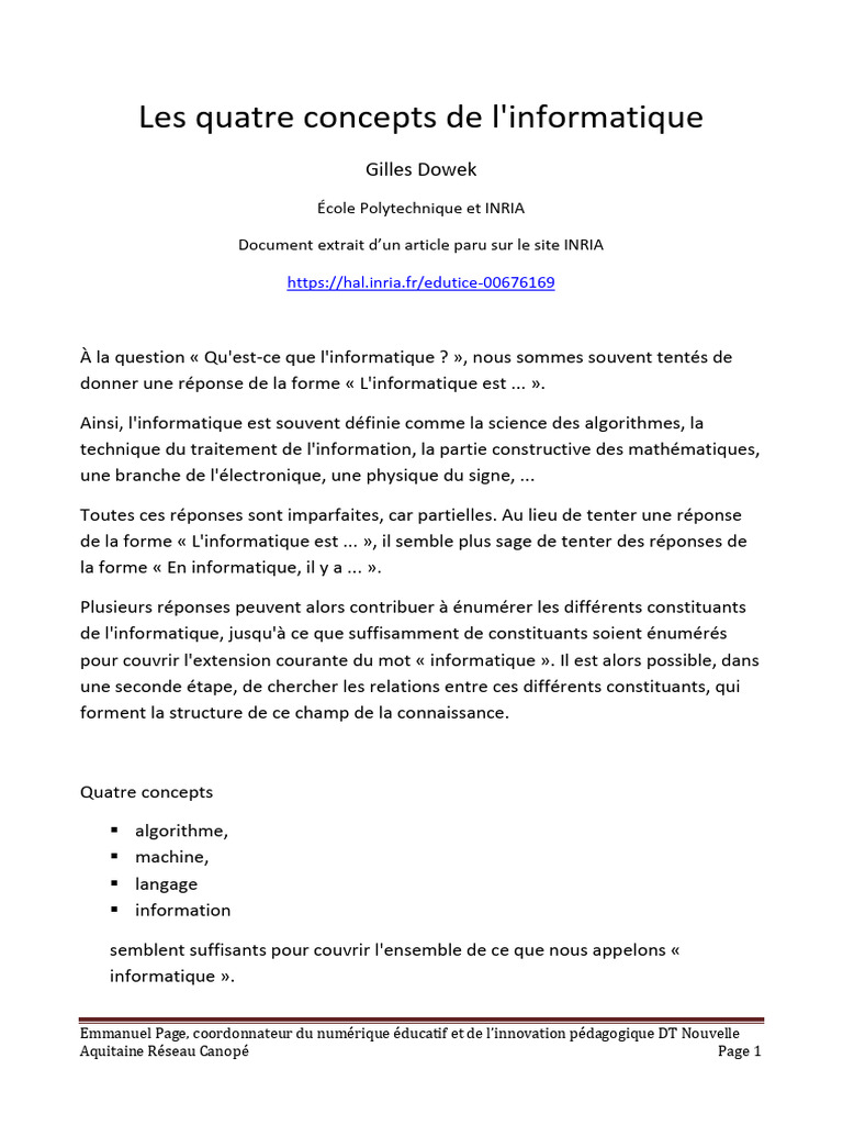4 Concepts Informatique Dowek | PDF