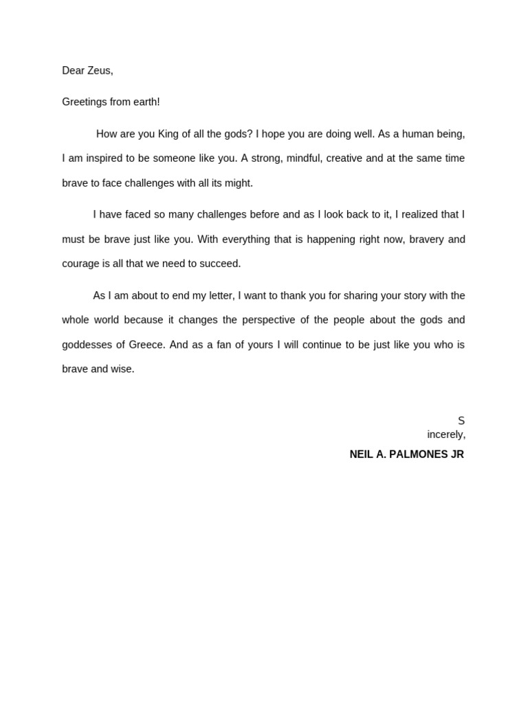Letter To Zeus | PDF
