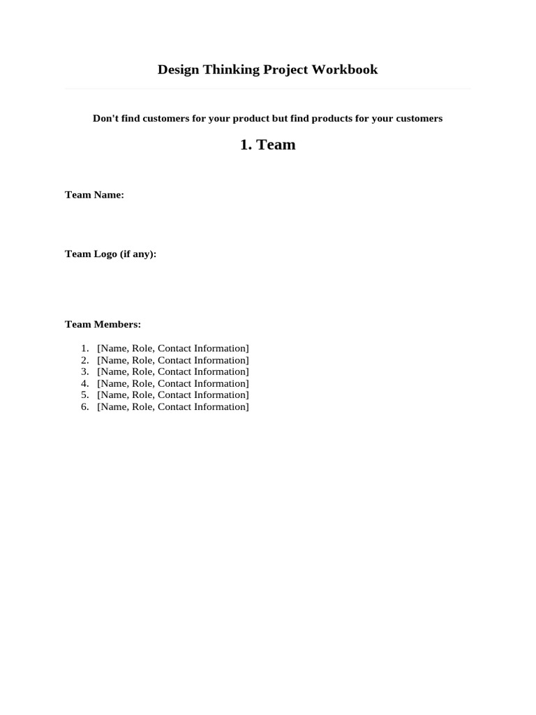 Design Thinking Project Workbook - Part 1 | PDF