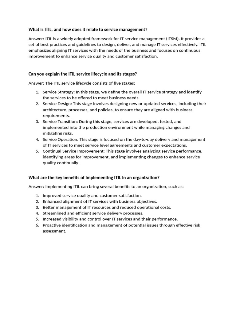 ITIL Questions | PDF