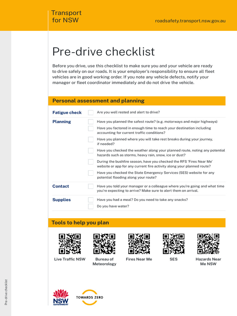 Pre-Drive Checklist | PDF