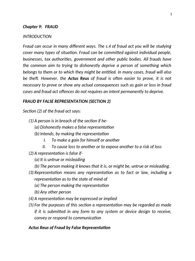 Chapter 9 FRAUD | PDF