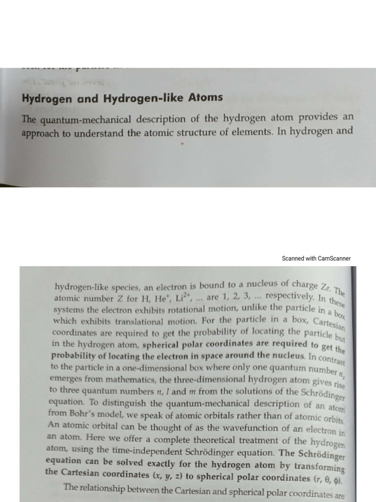 HYDROGEN AND HYDROGEN LIKE ATOMS | PDF