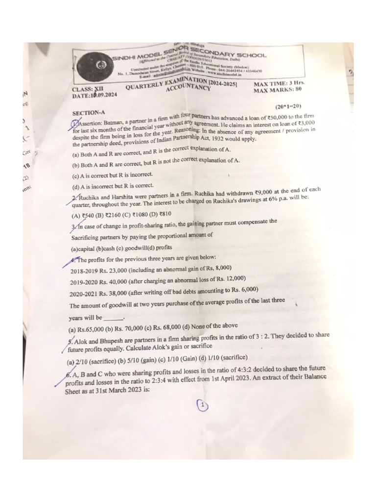 Sindhi Model Quarterly Question Paper | PDF