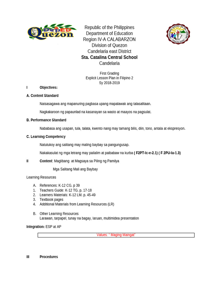 COT Filipino Ist Grading New | PDF