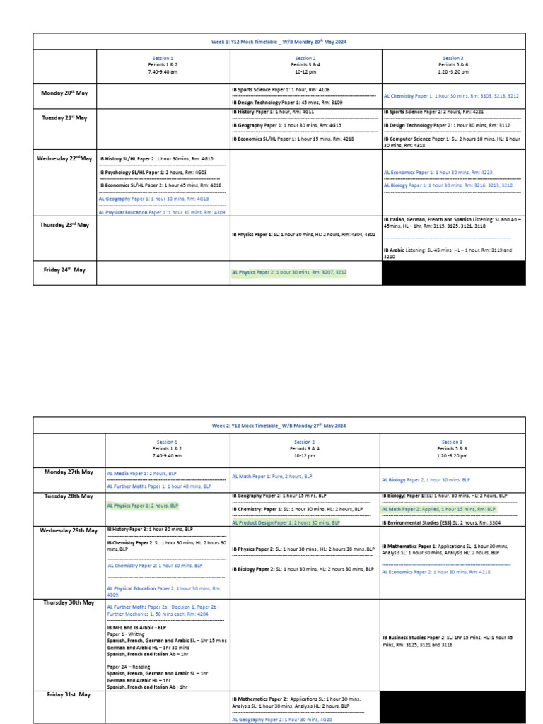 Y12 Al and Ib Mock TT 2024 Final | PDF