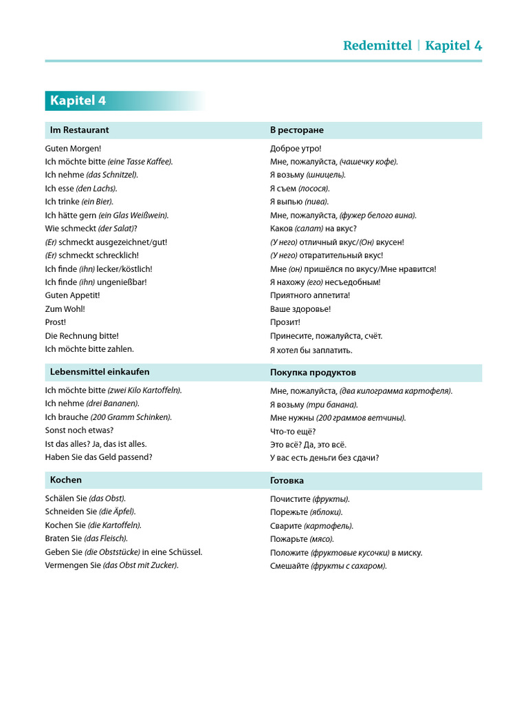 Redemittel Kapitel 4 | PDF
