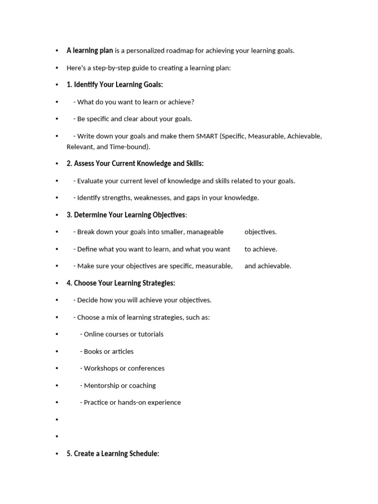 Learning Plan. | PDF