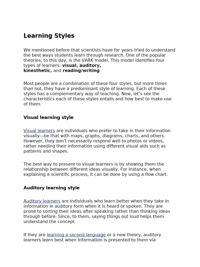 Learning Styles | PDF