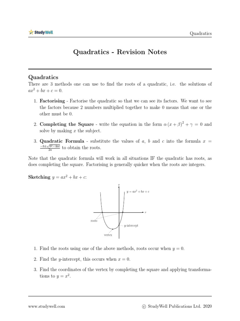 Quadratic S Notes | PDF