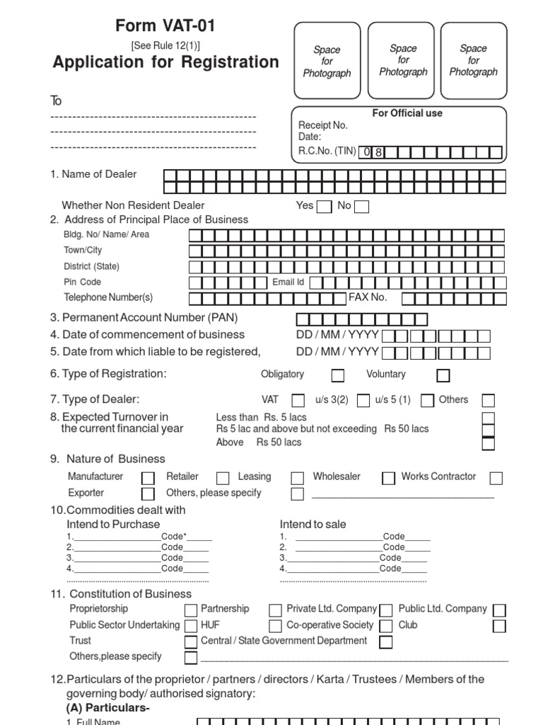 Value Added Tax (VAT) Form For Registration | PDF | Government ...