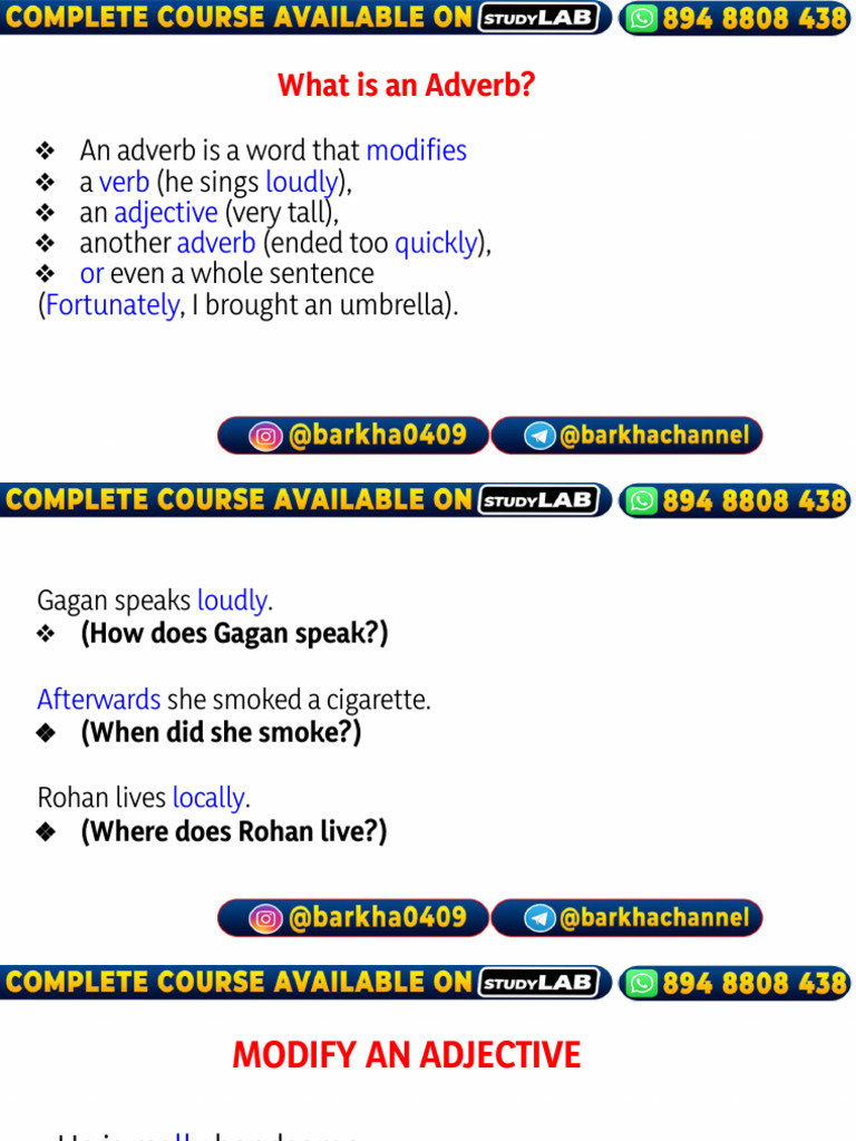 Adverb 1 | PDF | Adverb | Foreign Language Studies Adverb 1 | PDF | Adverb | Foreign Language Studies