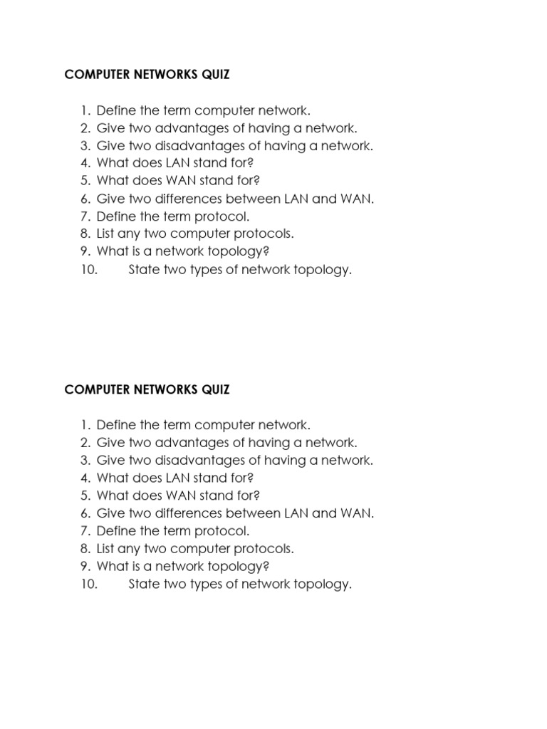 Networks Quizz | PDF