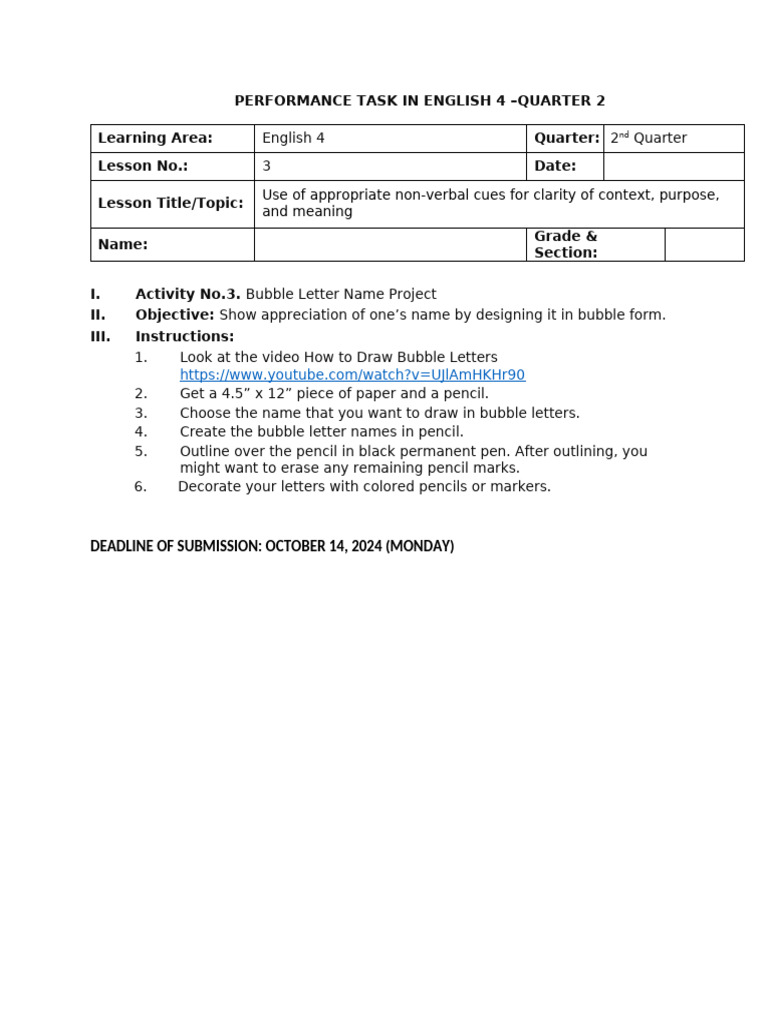 Performance Task in English Quarter 2 | PDF