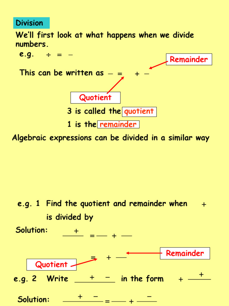 22 Division and The Remainder Theorem | PDF