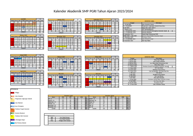 Contoh Kalender Akademik SMP | PDF