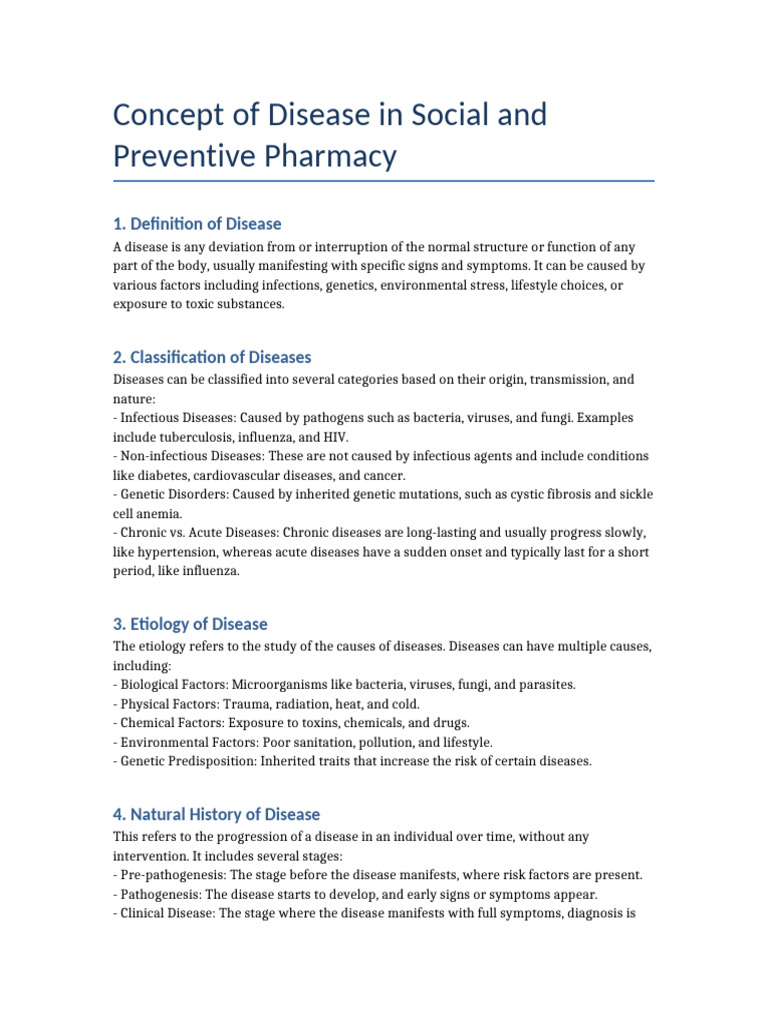Concept of Disease in Social and Preventive Pharmacy | PDF | Preventive ...