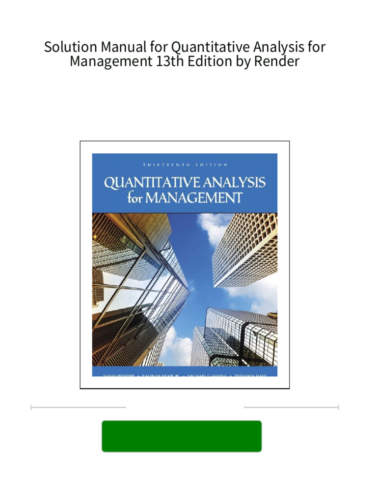 PDF Solution Manual For Quantitative Analysis For Management 13th Edition by Render Download ...