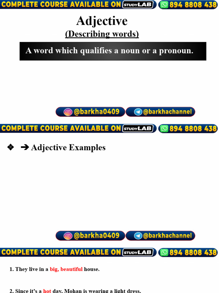 Adjective 1 | PDF