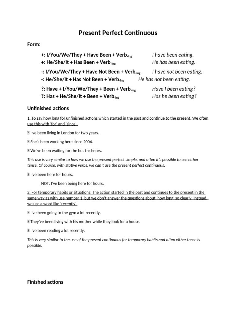Present Perfect Continuous | PDF