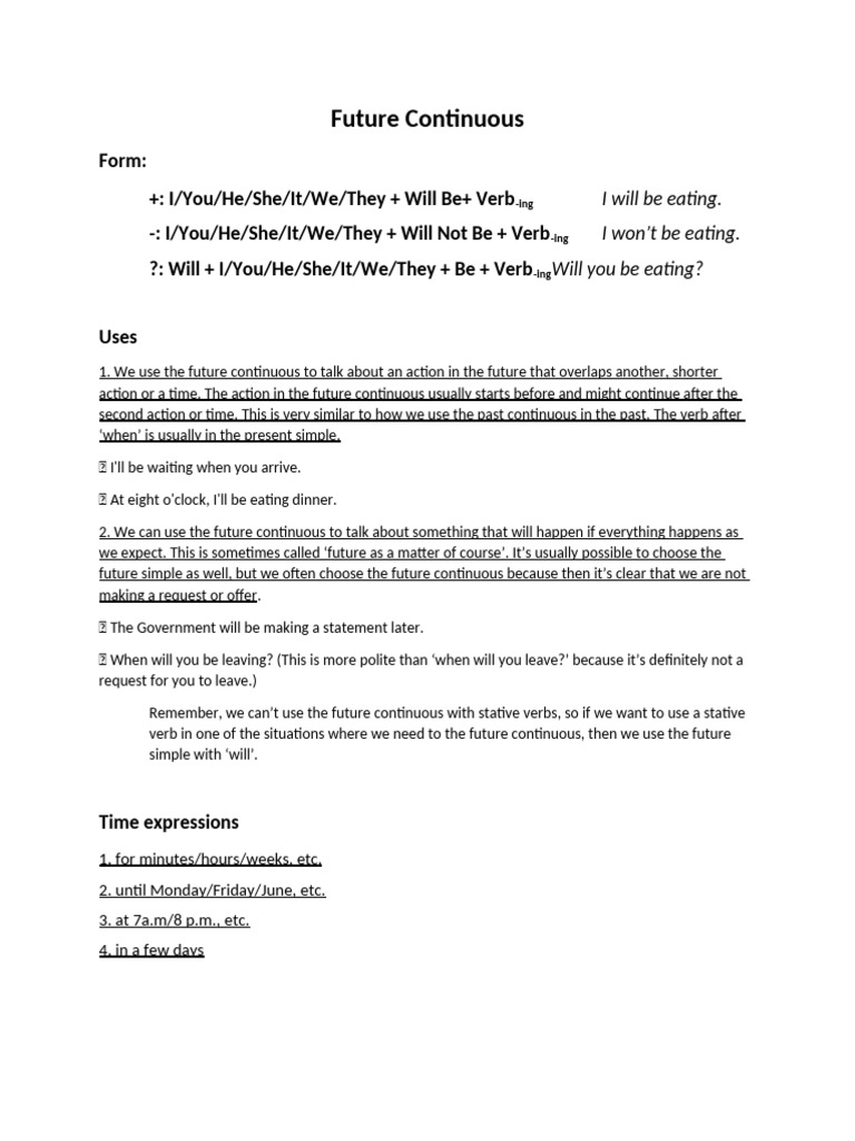 Future Continuous | PDF