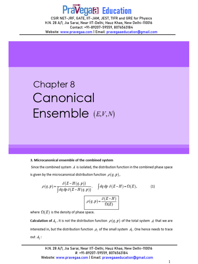 Microcanonical Ensemble of The Combined System | PDF