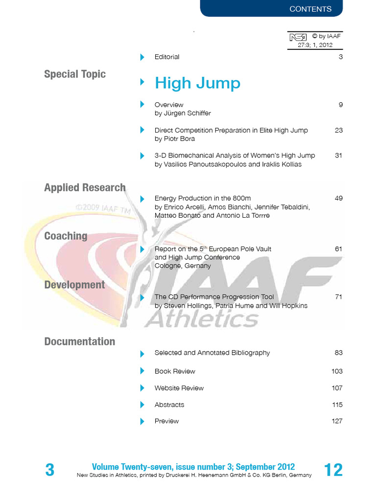 High Jump Research - Iaaf | PDF