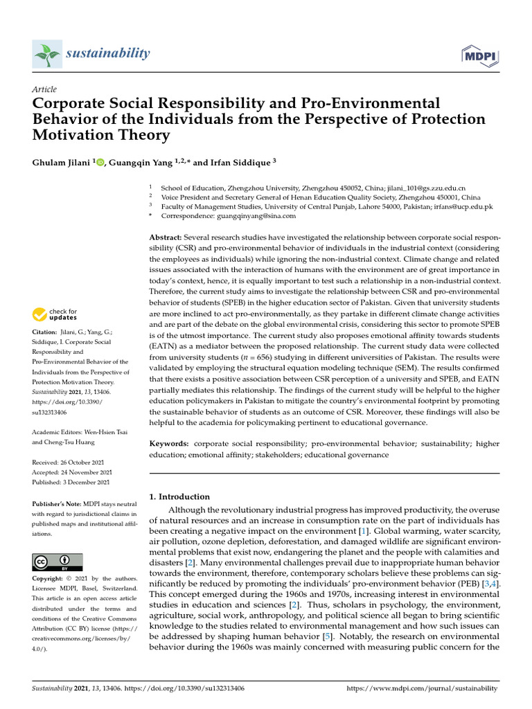 Corporate Social Responsibility and Pro-Environmental Behavior of the ...