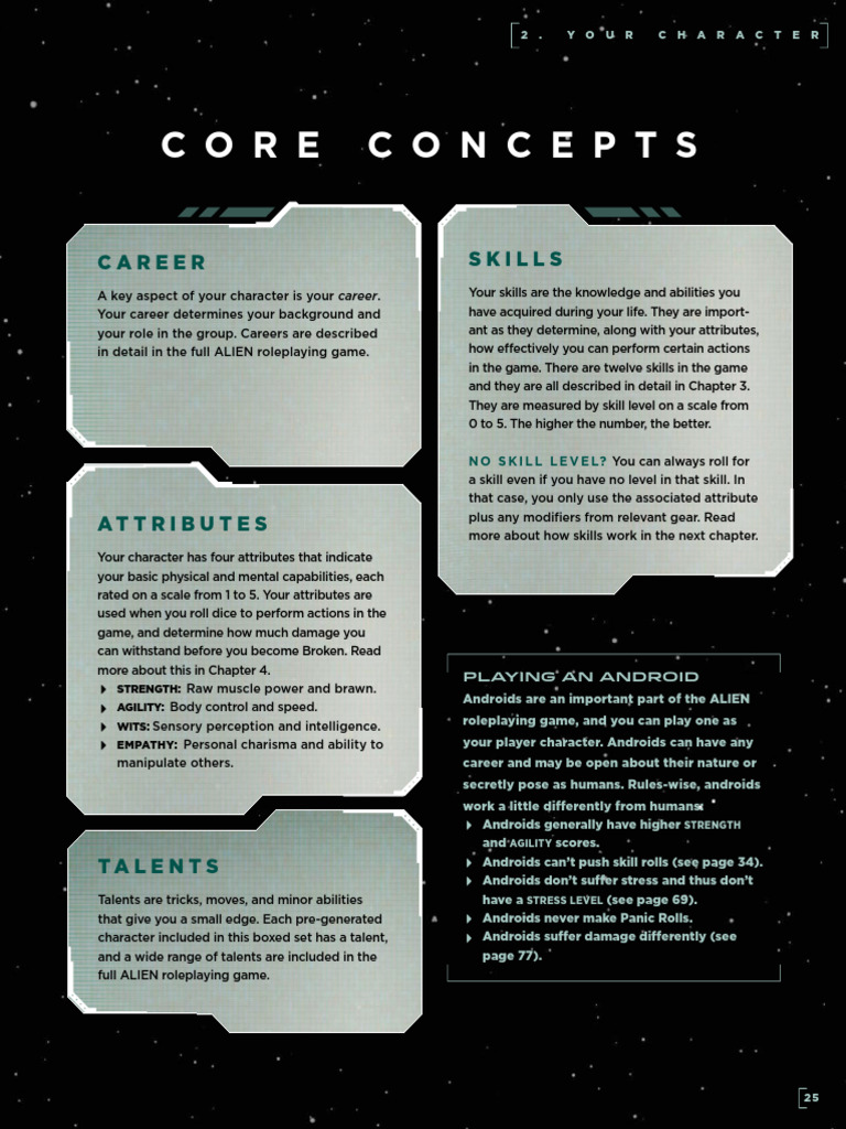 ALIEN RPG - Starter Set - Pages 25, 69, 77 | PDF