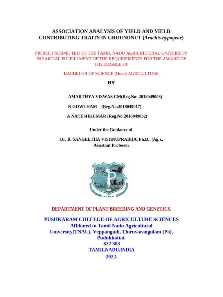 Groundnut Project Final | PDF