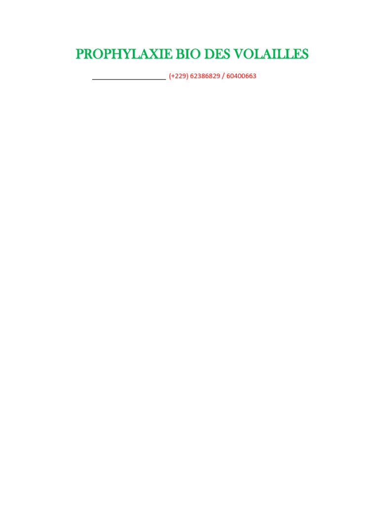 Prophylaxie Bio Volaille | PDF