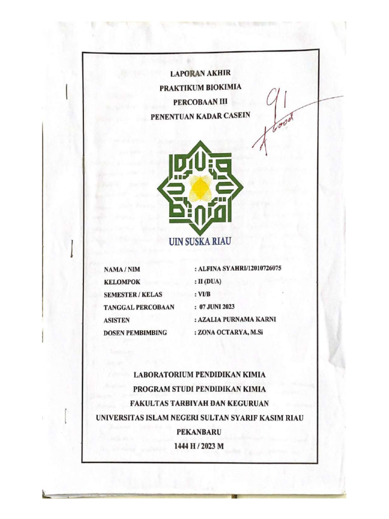 Biokim - 3 Penentuan Kadar Casein | PDF