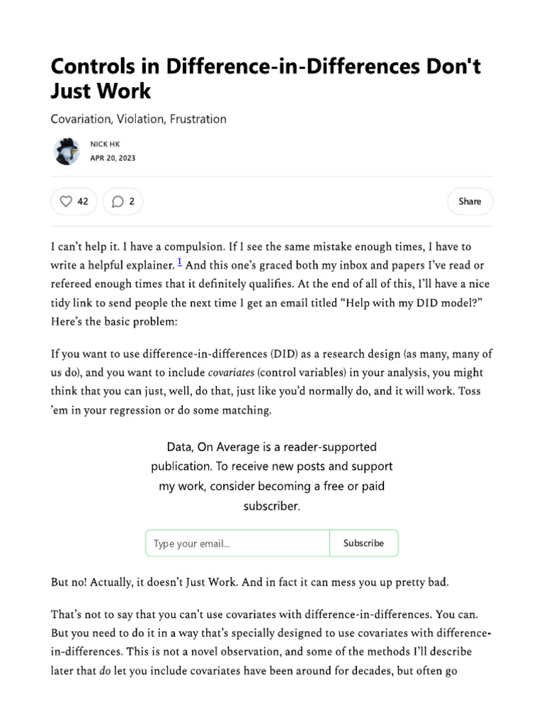 Controls in Difference-in-Differences Don_t Just Work | PDF