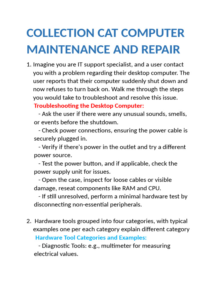 Collection Cat Computer Maintenance and Repair | PDF