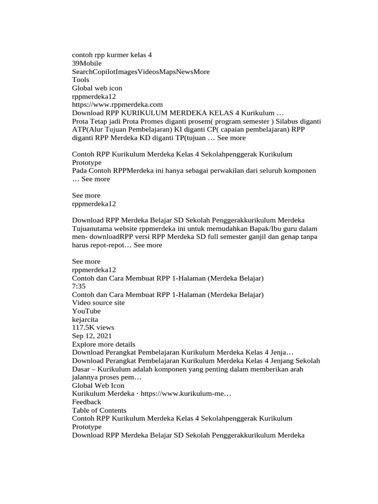 Contoh RPP Kurmer Kelas 4 | PDF
