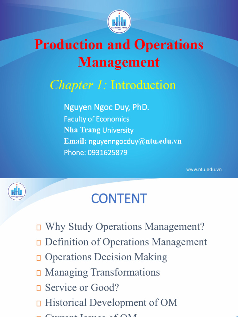 POM - Chapter 1 - Introduction To POM | PDF
