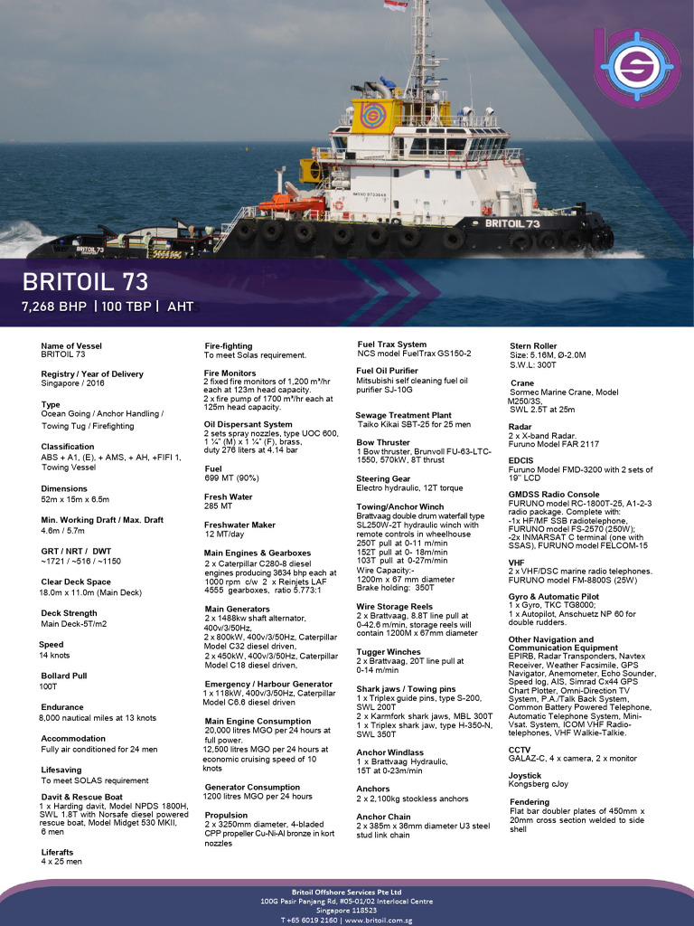 B73 Vessel Specs 2024-03-14 | PDF