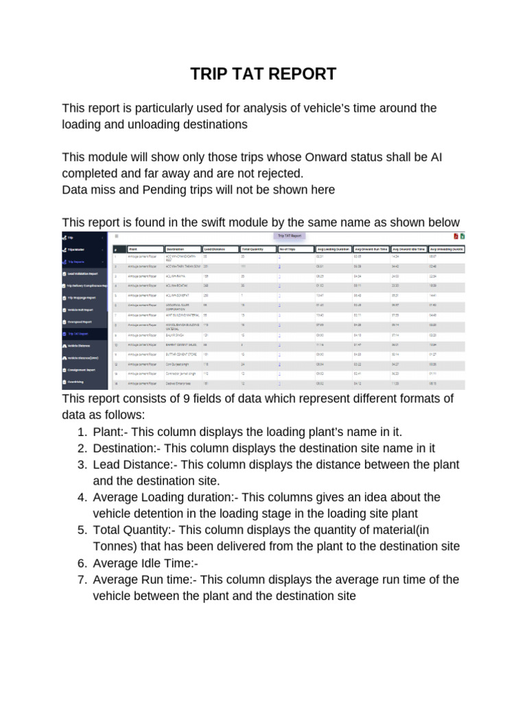 Trip Tat Report | PDF