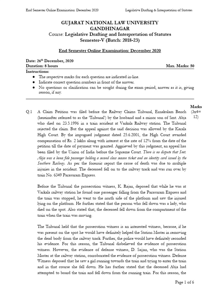Legislative Drafting and Interpretation of Statutes (Batch 2018-23) | PDF