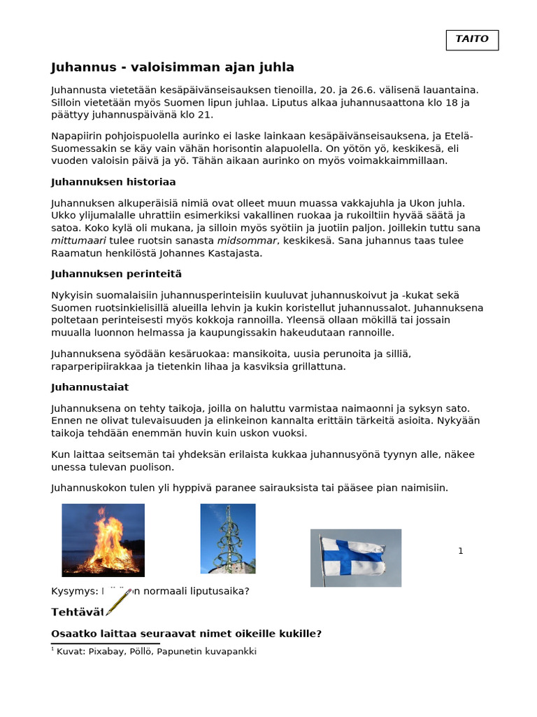 Juhannus Taito | PDF